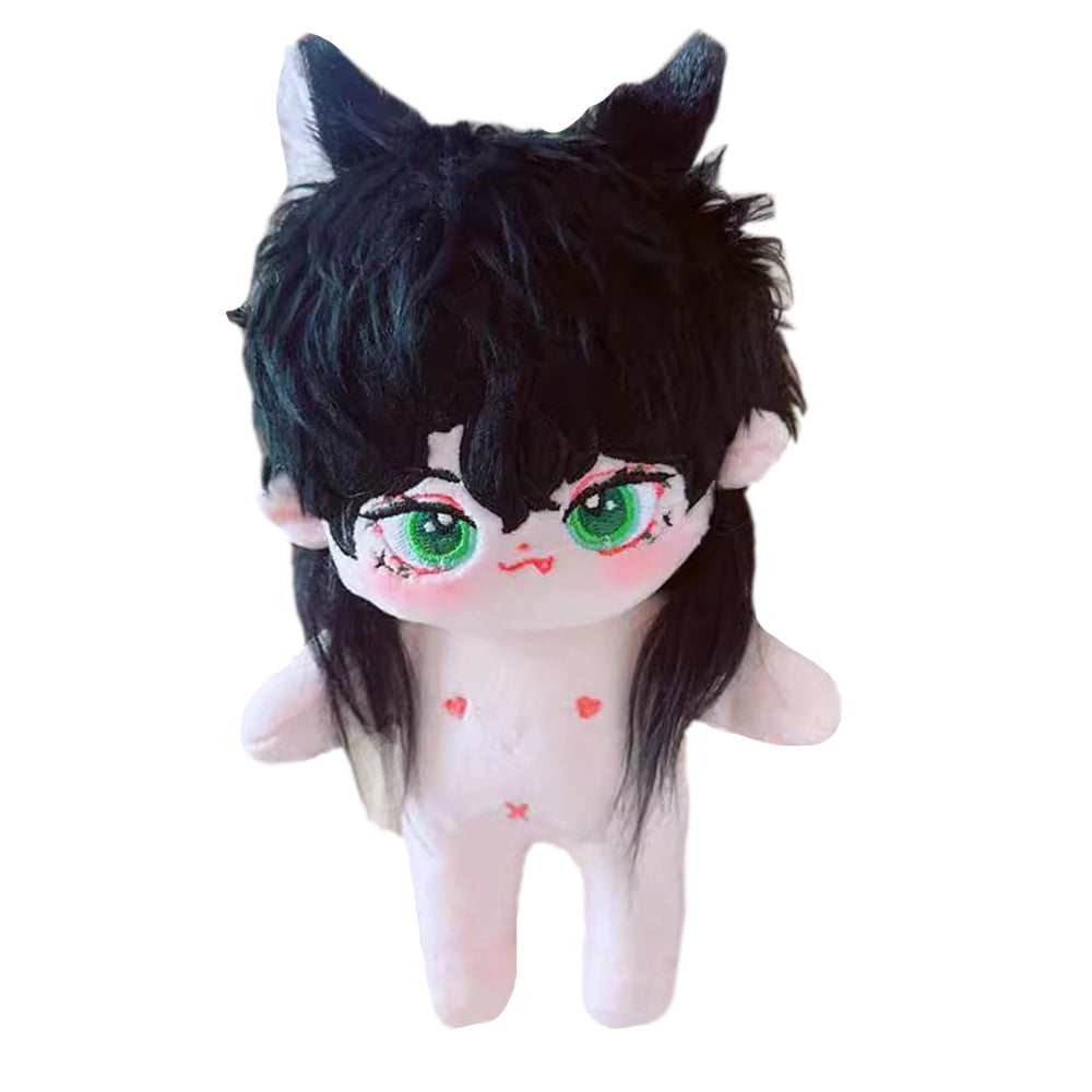 niannyyhouse 20cm Plush Doll Black Grey Hair Boy Humanoid Stuffed Body