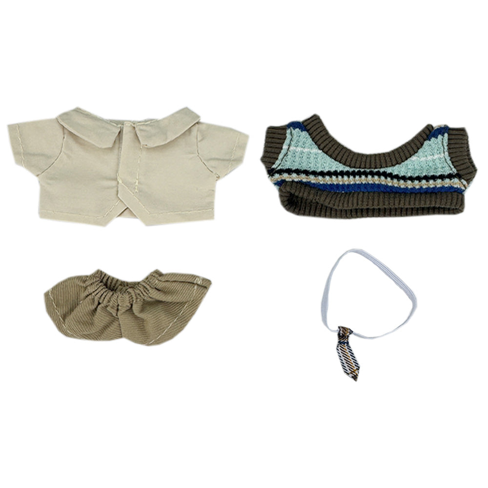 niannyyhouse Campus Style Plush Doll Clothes Set with Shirt, Pants, Ti